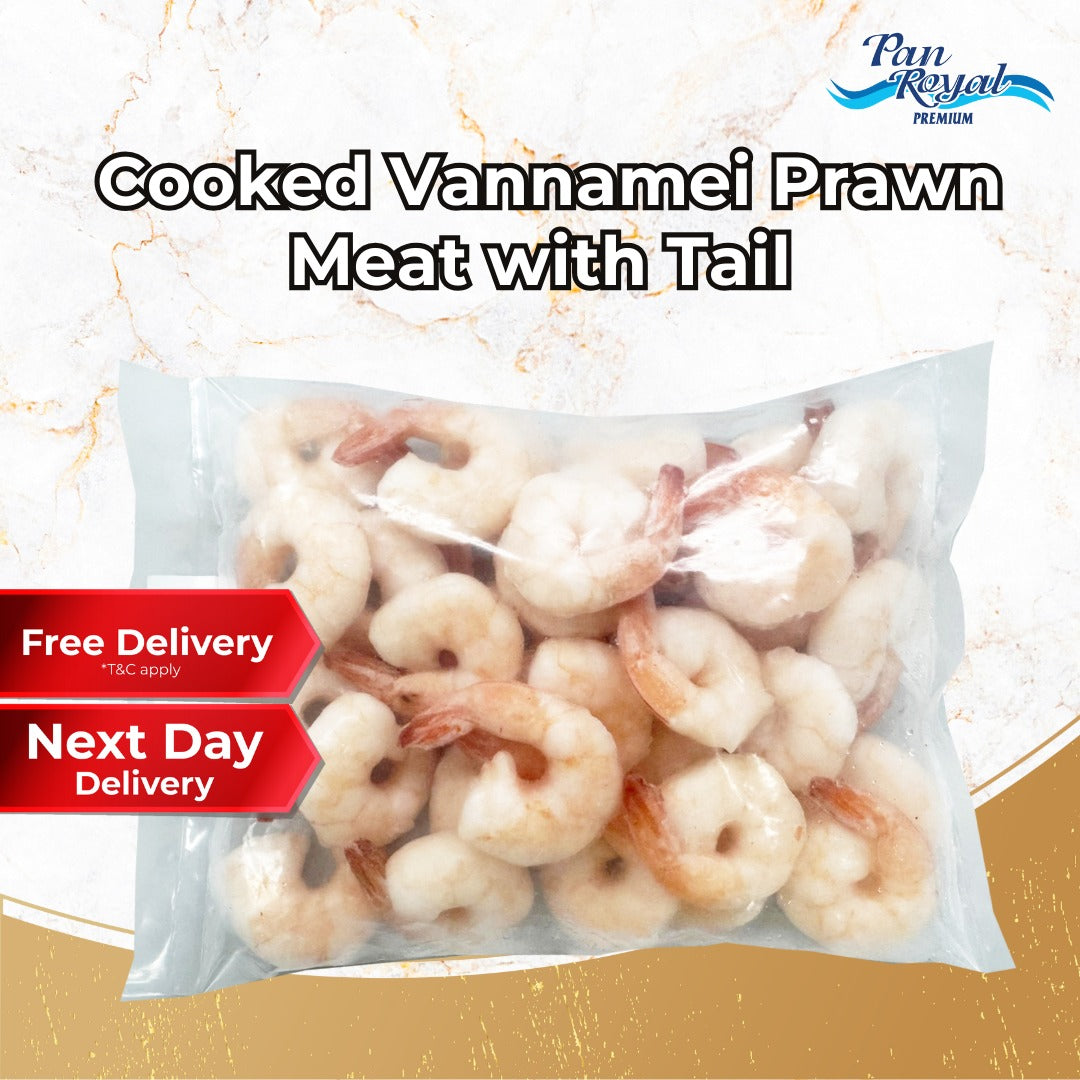 [PAN ROYAL] Frozen Cooked Vannamei Prawn Meat with Tail PTO 500g ...