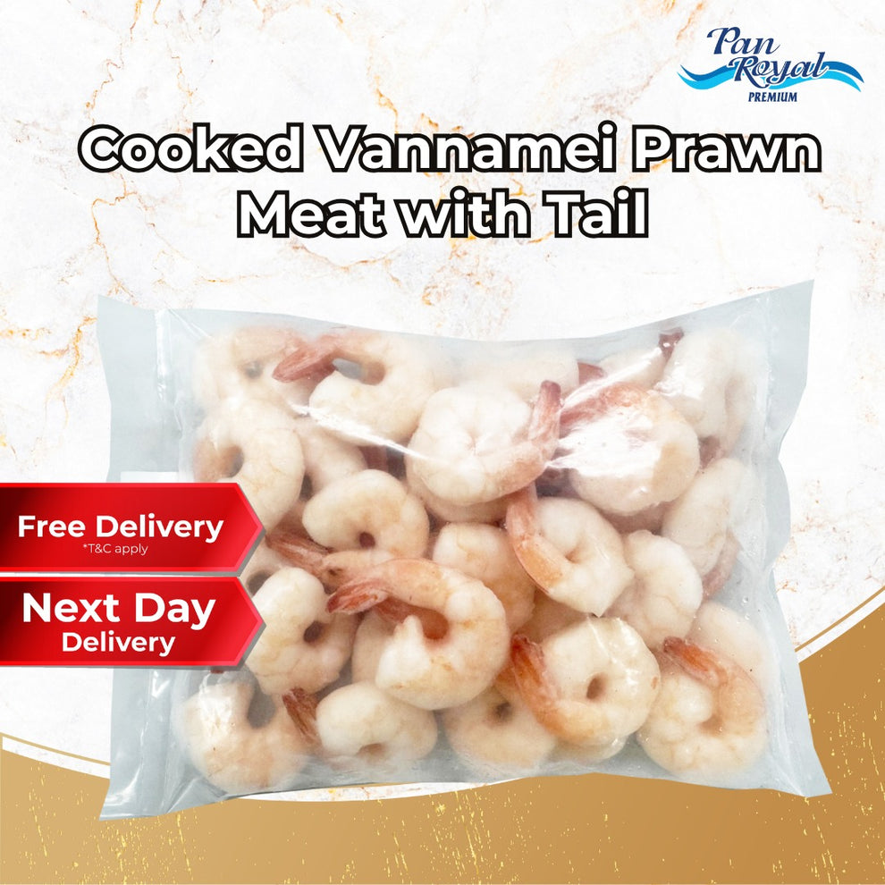 [PAN ROYAL] Frozen Cooked Vannamei Prawn Meat with Tail PTO 500g ...